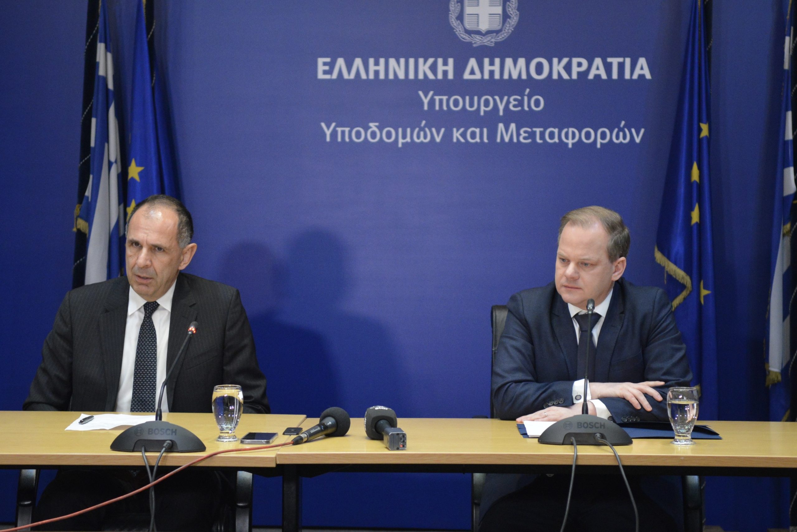 Δηλώσεις Γιώργου Γεραπετρίτη και Κώστα Καραμανλή στο Υπουργείο Υποδομών ...